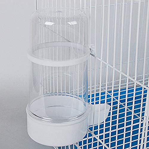 2 Pack Automatic Bird Feeder Bird Water Bottle Drinker Clear Food Seed Dispenser Container Set Hanging in Cage No-Mess for Parrots Budgie Cockatiel Lovebirds Finch Canary Hamster 415ml