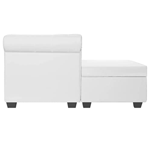 vidaXL L-Shaped Chesterfield Sofa Artificial Leather Seat Brown/Black/White