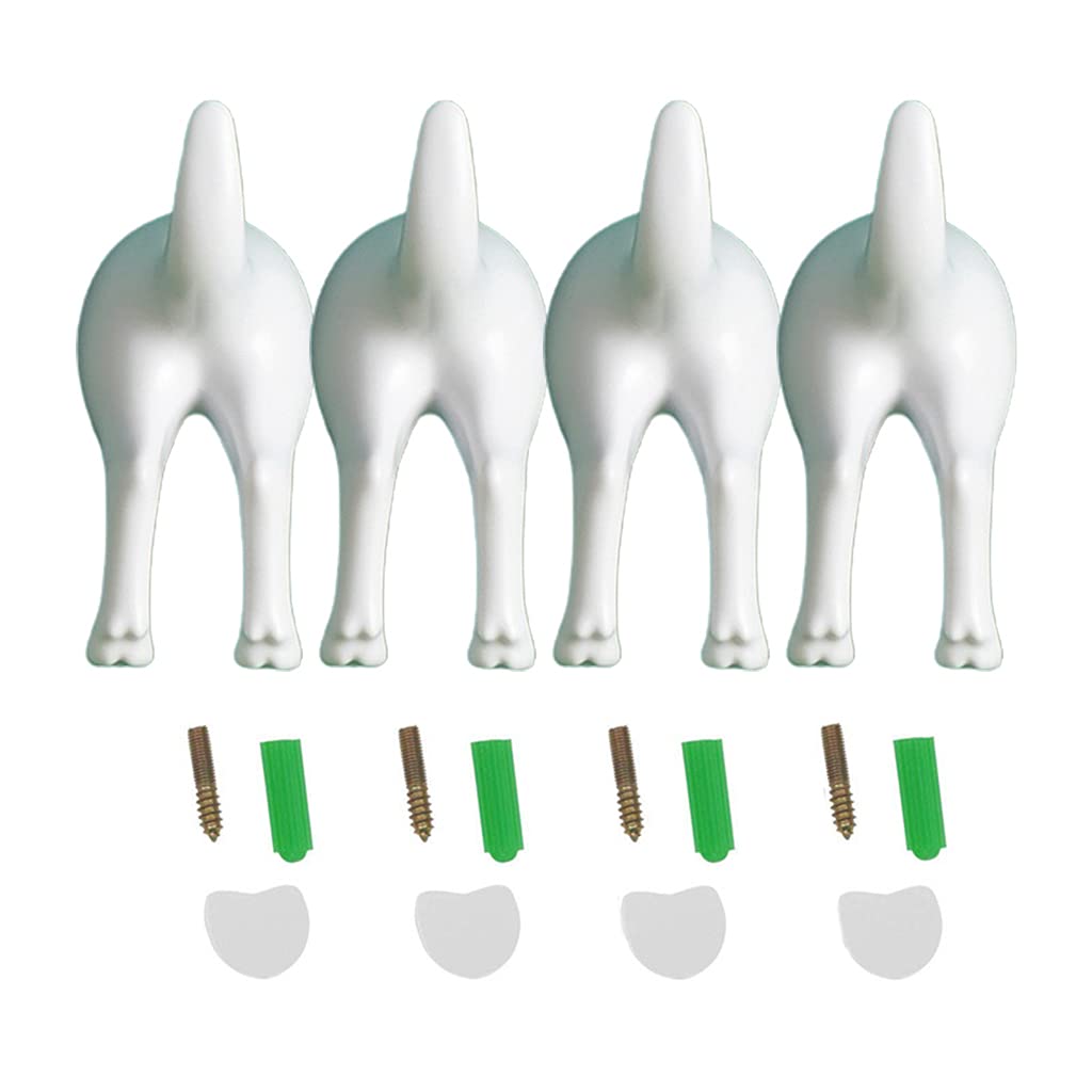 Dog Tail Coat Hooks for Wall,lastic Wall-Mounted Hat Hanger Hooks,Cute Towel Hooks for Bathroom,Decorative Dog Butt Wall Peg for Hanging Coats,Bags,Key,Purse,Dog Leash (White)