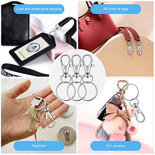 104PCS Swivel Snap Hooks with Key Rings, Metal Lobster Claw Clasp, Keychain Rings for Crafts 1.25inch/32mm