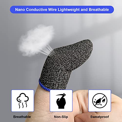 100 PCS Silver Fiber Gaming Finger Sleeves,Game Controller Finger Thumb Sleeves Finger Seamless Touchscreen Anti-Sweat Breathable Finger Covers,Compatible with for Most Mobile Phone