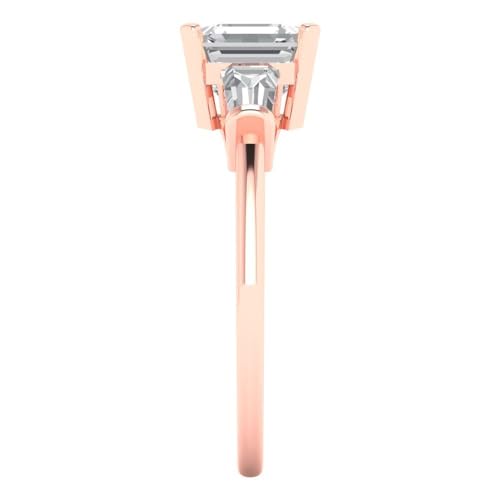 1.62 ct Sq Emerald cut 3 stone Solitaire Genuine Moissanite Engagement Promise Anniversary Bridal Ring 18K Rose Gold 5.5