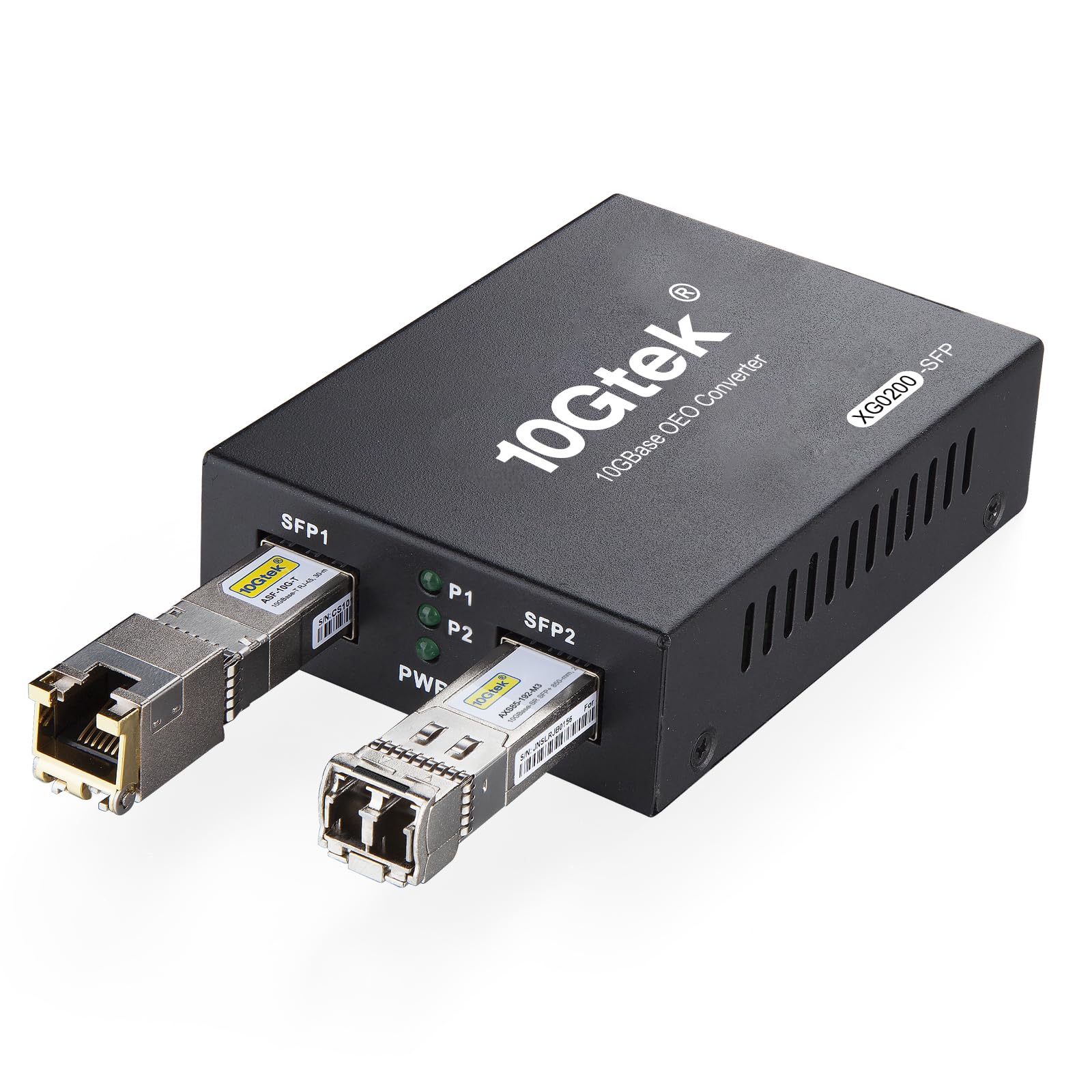 10GbE SFP+ Media Converter, Fiber to 10G Copper UTP Ethernet Media Converter, with a 10GBase-T Reach 30 Meters Transceiver and a SFP+ SR Module (300m, MMF, 850nm)