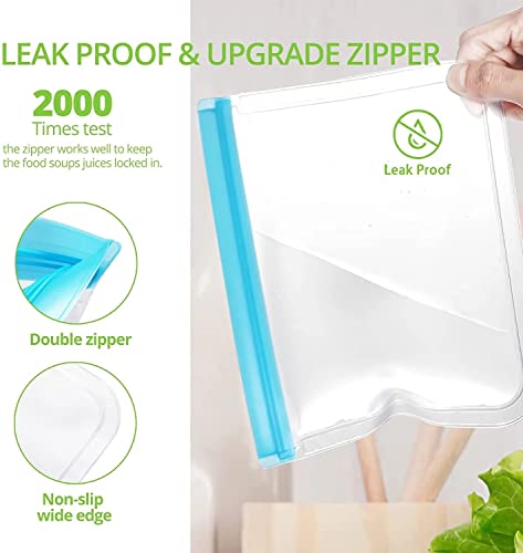 10 Pack Reusable Storage Bag, Dishwasher Safe,3 Galon Bags 4 sandwishs Bags and 3 Snack Bags, Leak-proof Reusable Quart bags for Marinate Meats, Cereal, Sandwich, Snack,