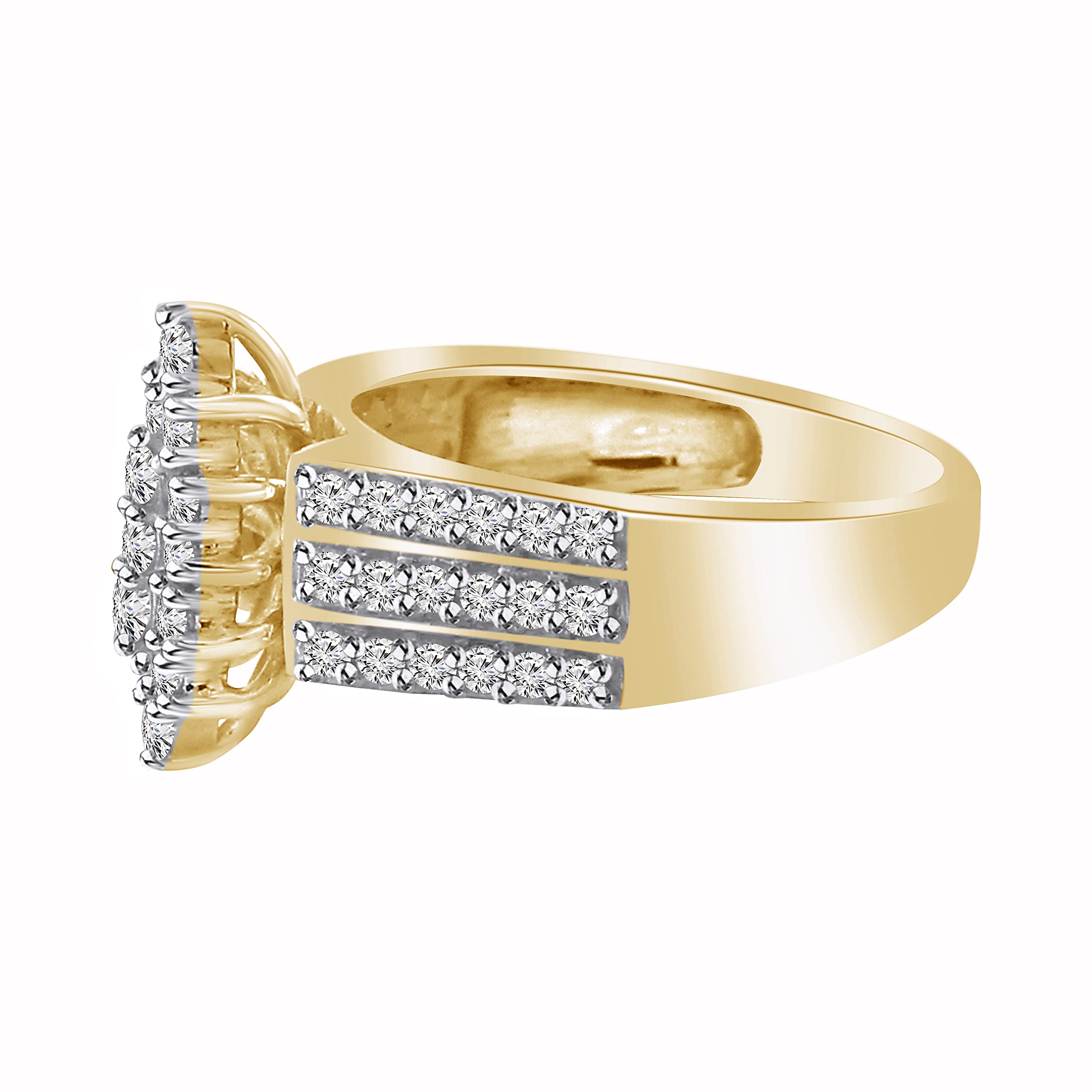 1.66 Ct Round Cut Diamond 14k Yellow Gold Over Cluster Wedding Ring_US-11