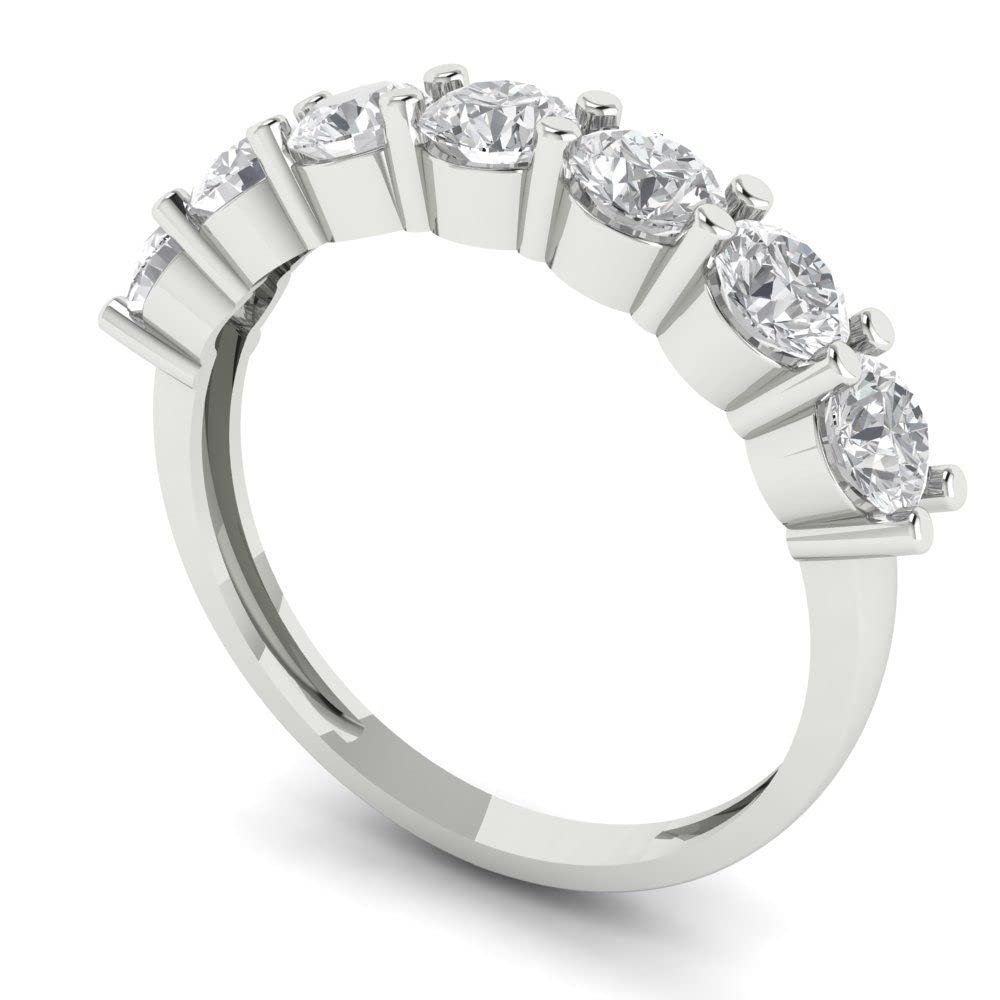 1.05 ct Round Cut Clear Simulated Diamond 14k White Gold Stackable Wedding Engagement Designer Anniversary Ring Band Sz 8.25