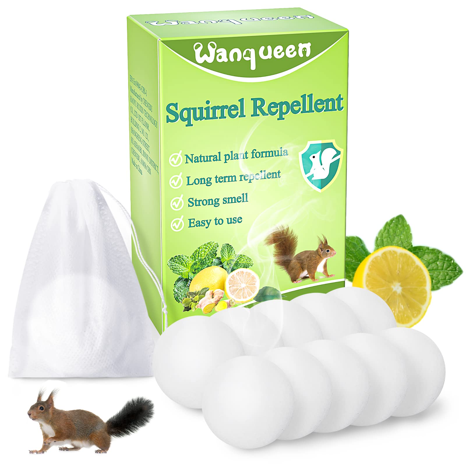10 Pack Squirrel Repellent, Mouse Repellent for Car Engines, Peppermint Oil Squirrel Deterrent Pest Control Yard, Outdoor