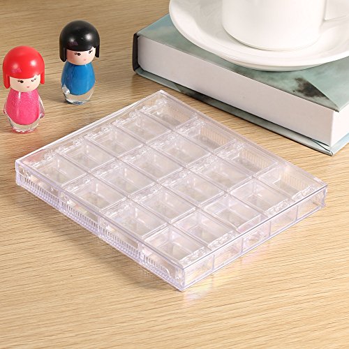 20 Grids Bead Storage Box Organizer, Transparent Acrylic Nail Art Decorations Container Rhinestone Beads Diamond Case for Crafts with Dividers, Clear Plastic DIY Art Crafts Nail Diamonds