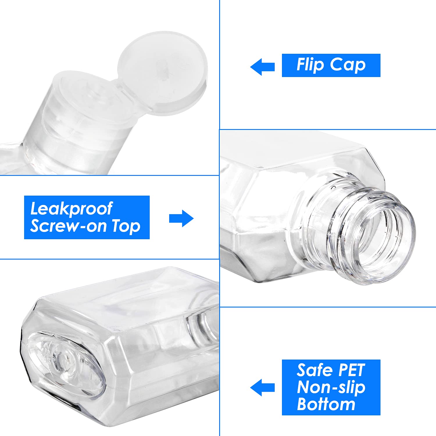 30 Pieces 1 oz Plastic Bottles Clear Travel Bottles with Flip Cap Portable Empty Hand Sanitizer Bottles, Refillable Containers for Travel Business Trip