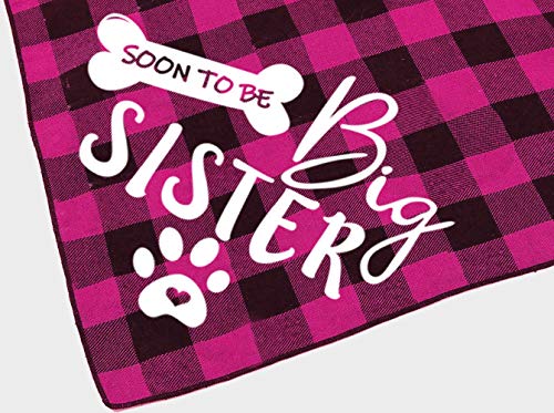 Big Sister Dog Bandana, Reversible Plaid Triangle Bibs Pet Scarf