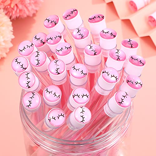 30 Pieces Disposable Eyebrow Brushes with Tubes Mascara Wand Tube Brushes Eyelash Mascara Brushes Diamond Eyelash Tubes with Transparent Cylinder Packaging for Women Girls Makeup (Pink)