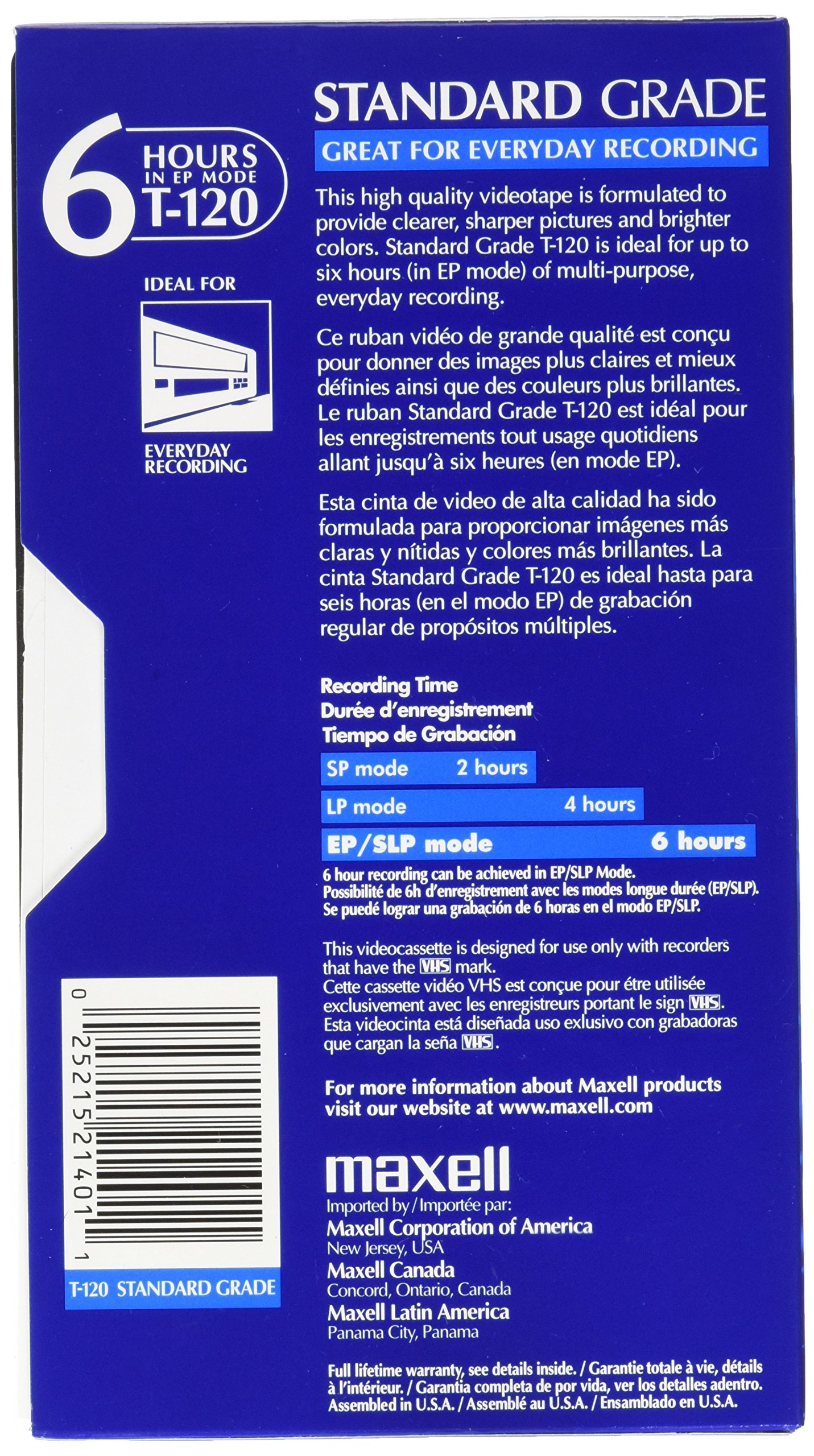 12 Pack All-Purpose Standard Grade 6 Hour VHS Videotape Cassette by MAXELL (Catalog Category: Presentations & Meeting Supplies / Audio Visual)