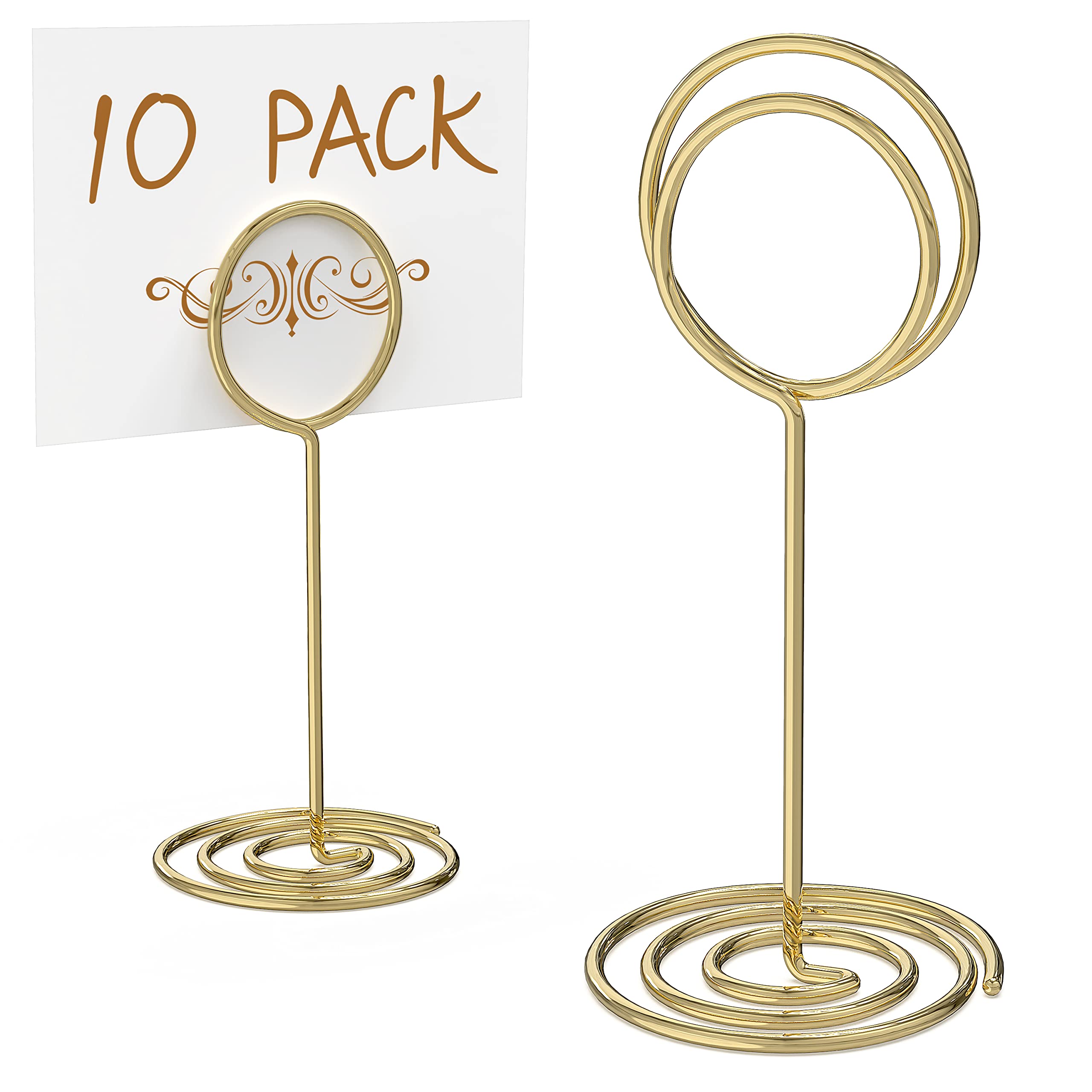 10 Pack Table Number Holders for Wedding - Gold Place Card Holder - Table Sign Holders - Picture - Photo Holders for Tables - Mini Table Number Stands Gold - Small Gold Table Number Holders Clip Stand