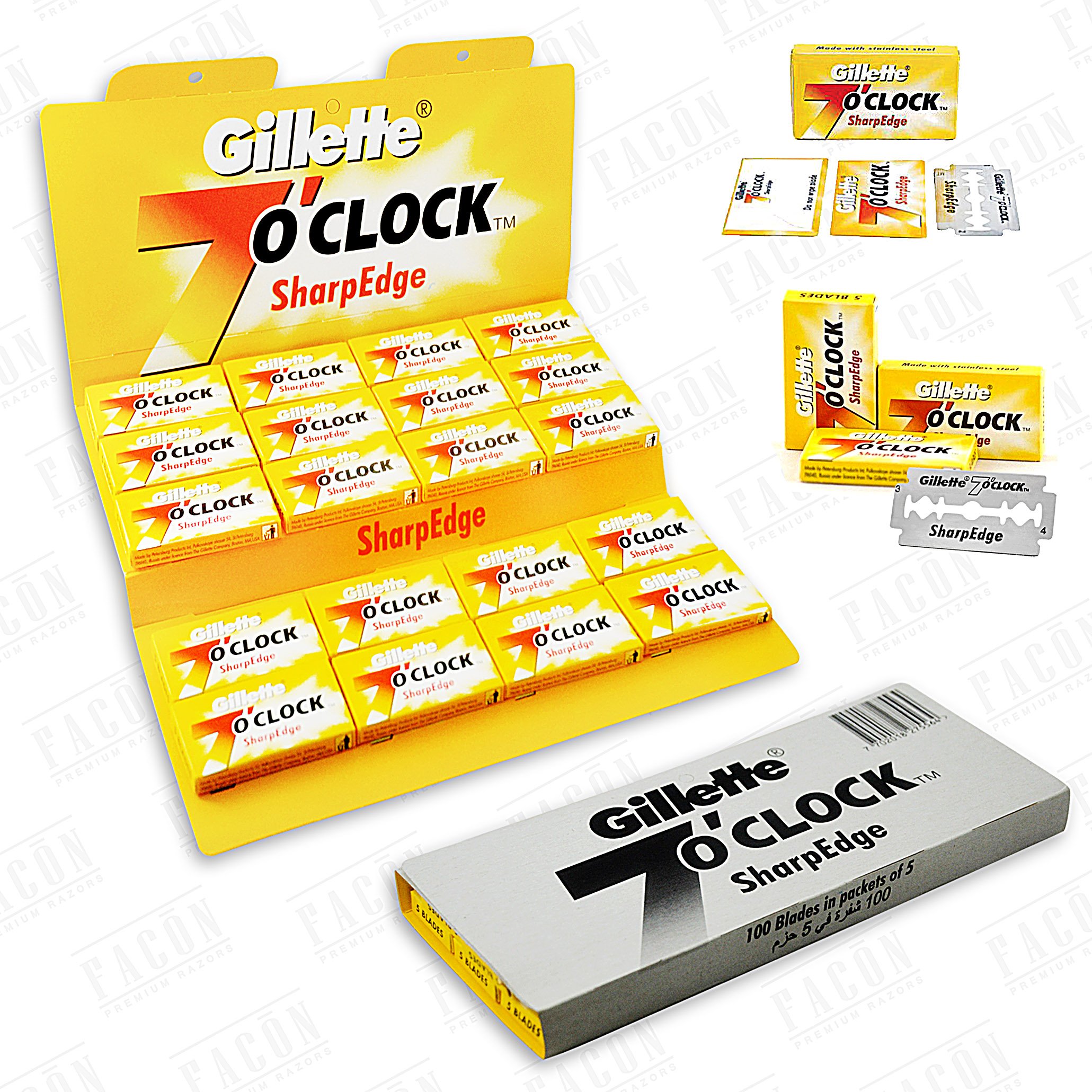 100 7 O'clock SharpEdge Superior Premium Platinum Double Edge Safety Razor Blades - 200+ shaves