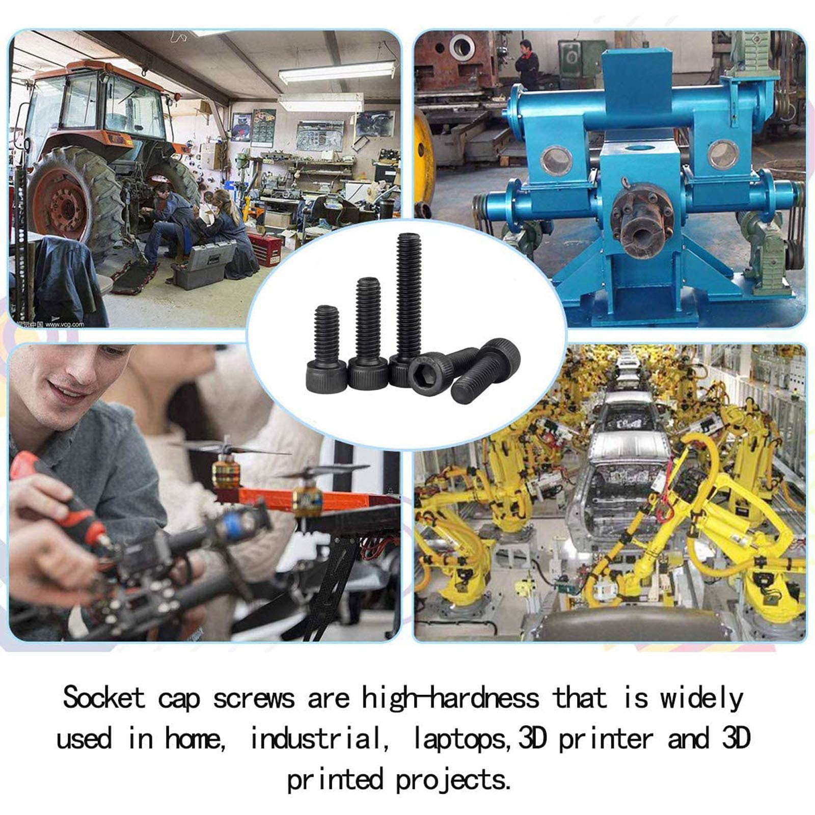 10 Pcs M8-1.25 x 40mm Hex Socket Head Cap Screws, 12.9 Grade Alloy Steel, Allen Socket Drive, Black Oxide Finish, Machine Thread，Full Thread （10 Pcs M8-1.25 x 40mm）