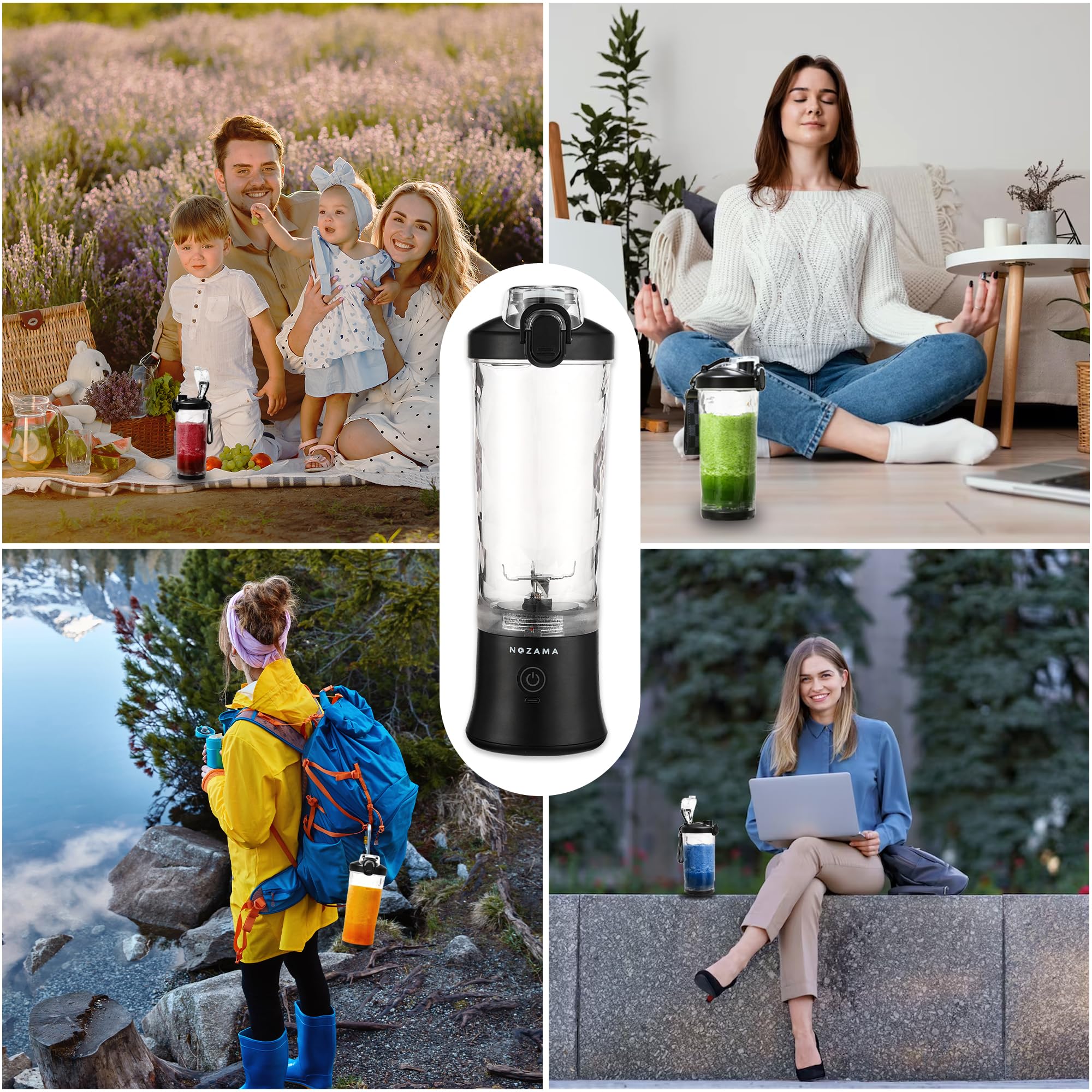20 Oz Portable Blender, Personal Size Blender for Shakes and Smoothies, Mini Blender Cup with Rechargeable USB, Baby Food Blender, Smoothie, Juicer with 6 Blades for Home, Kitchen, Travel, Sports (Black)