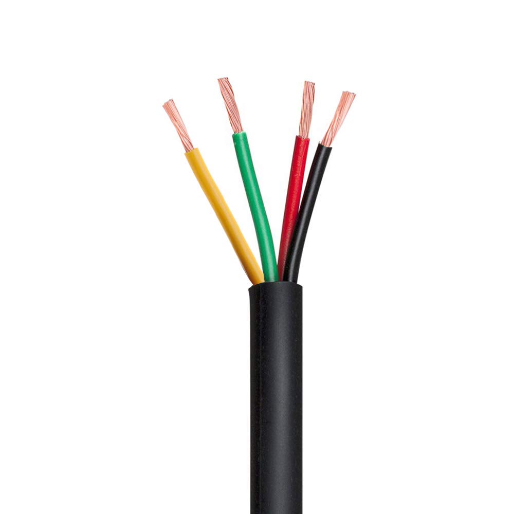100FT 22 AWG Gauge Wire/Cable RVV 4 Conductor Bare Copper for Video Intercom Cable/Video Door Phone Wire/Alarm Security Burglar Cable Wire,Extension Cord/Lines,Black Outer Jacket