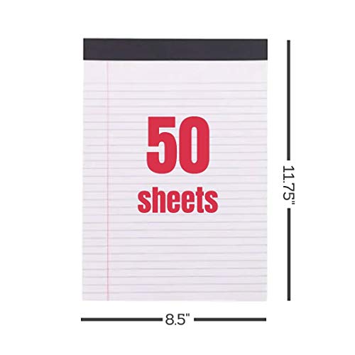 1InTheOffice Note Pads 8.5 x 11, Wide-Ruled Letter Size Writing Pads, White 50 Sheets per Notepads, 12 Pack