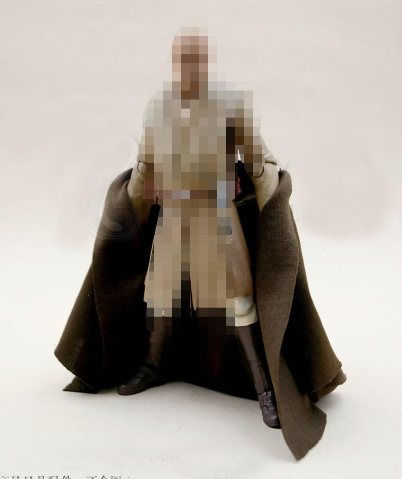 1:12 Scale Fabric Cape Robe with Hat for 6" 6 inches Body Doll Action Figure (no Figure) (Brown L Sleeve)
