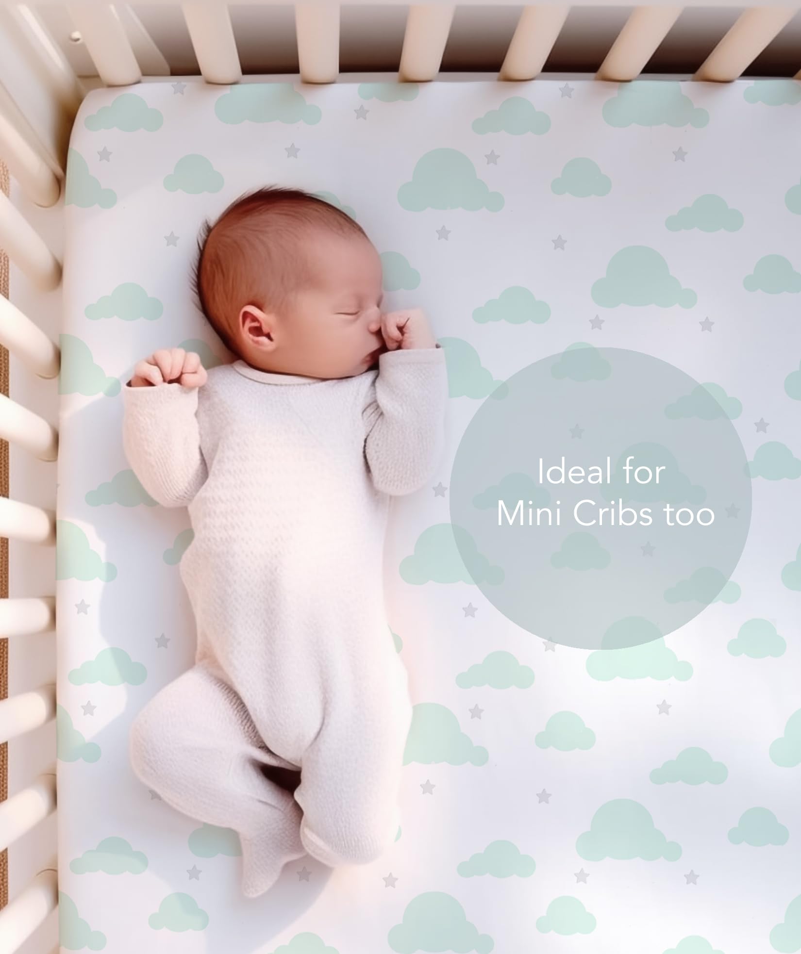 100% Organic Cotton Fitted Sheets for Graco Pack n Play, Babyletto, Pamo Babe, Hiccapop, Dream on Me, Evenflo, Baby Trend, Hygge Hush Portable/Mini Crib/Playards, and Beka Bedside Bassinet 2 Pk