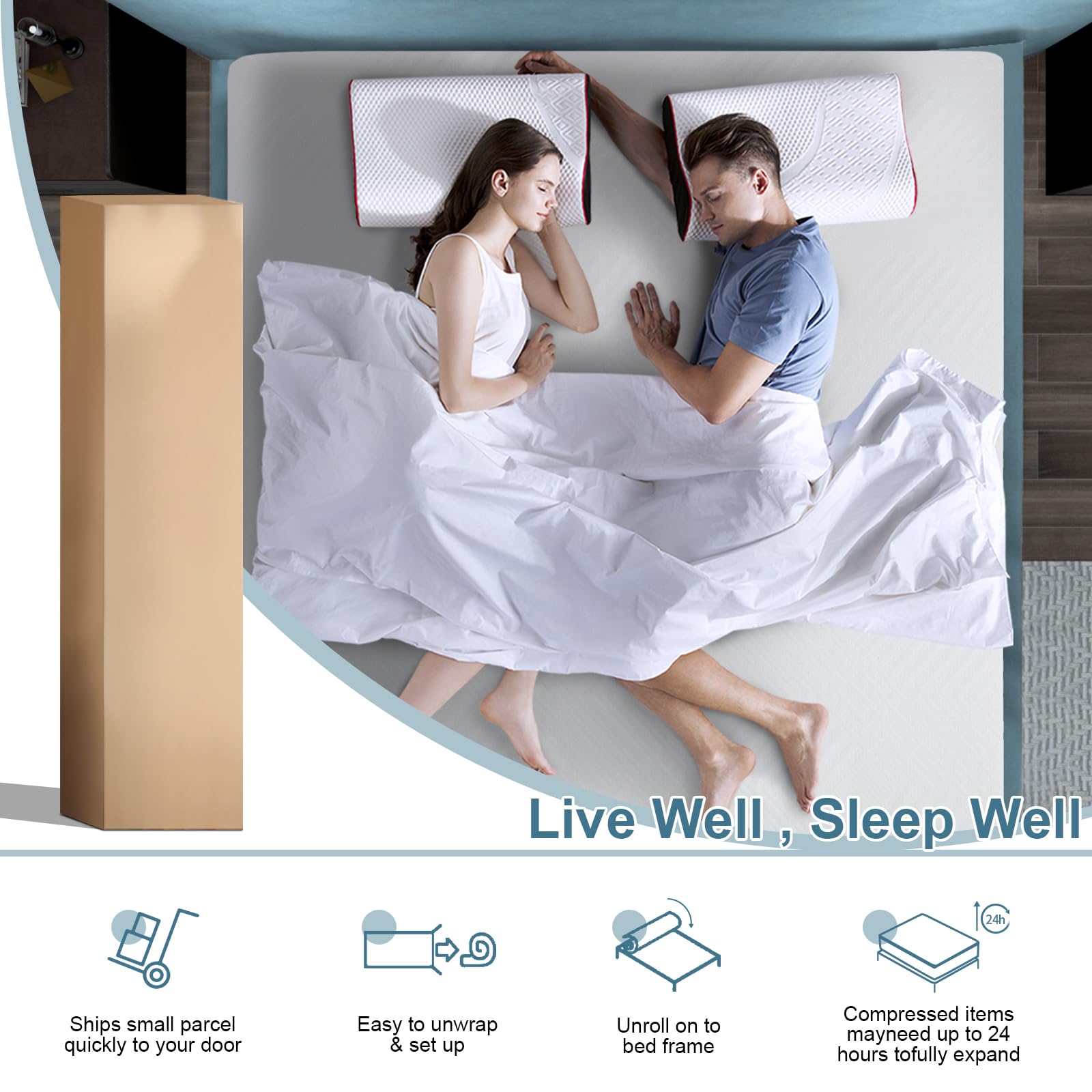 MUUEGM Full Mattress 8 Inch,Cooling Gel Green Tea Memory Foam Mattress, Mattress Full Size Size for Cool Sleep & Pressure Relief, Bed-in-a-Box,Medium Firm, CertiPUR-US Certified