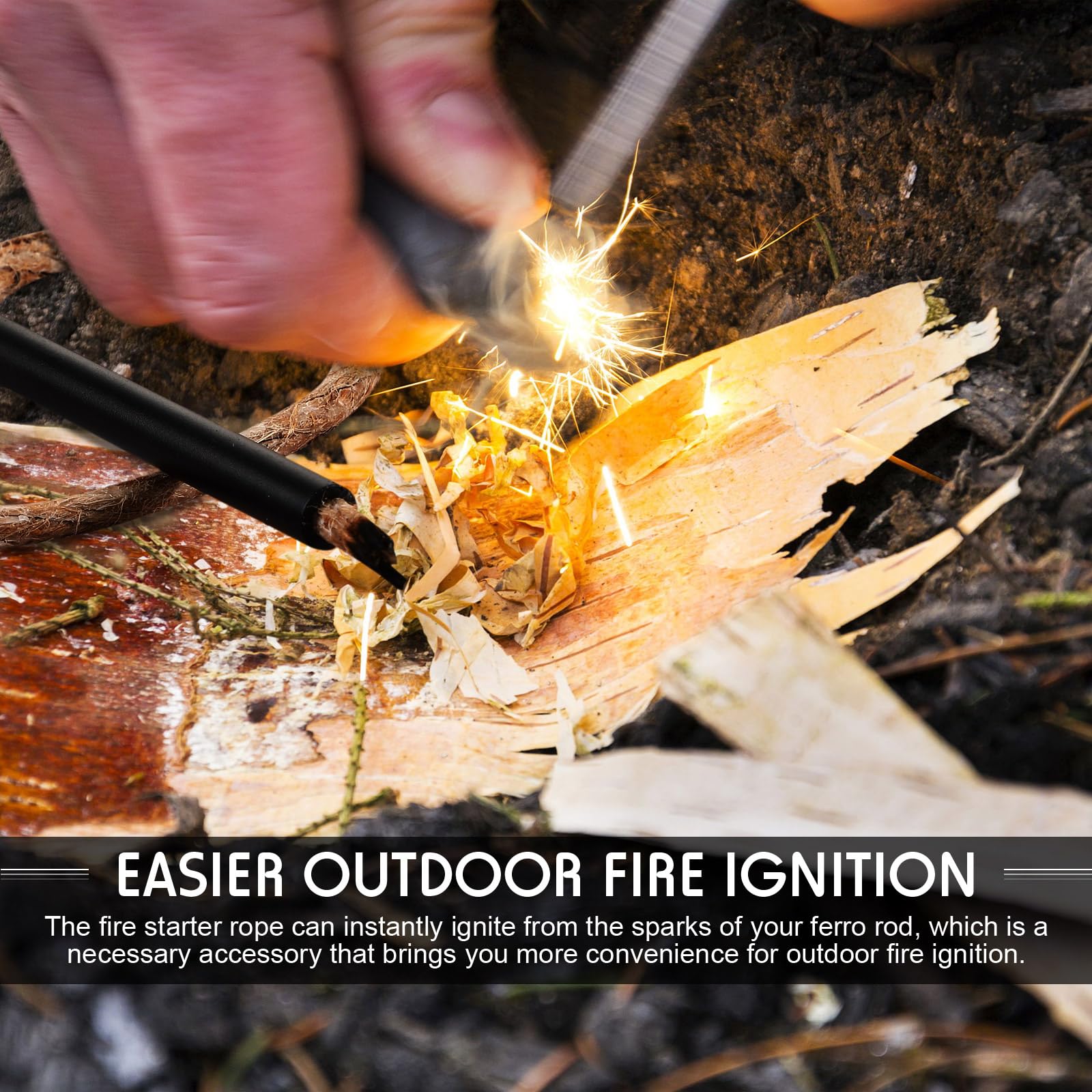 10 Pcs Tinder Fire Starter Rope with 10 Pcs Survival Wick Cord Tinder Aluminum Sleeve Tinder Tube Waterproof Wax Wick Fire Starter Accessory for Fire Starting Camping Hiking Trekking Outdoor Adventure