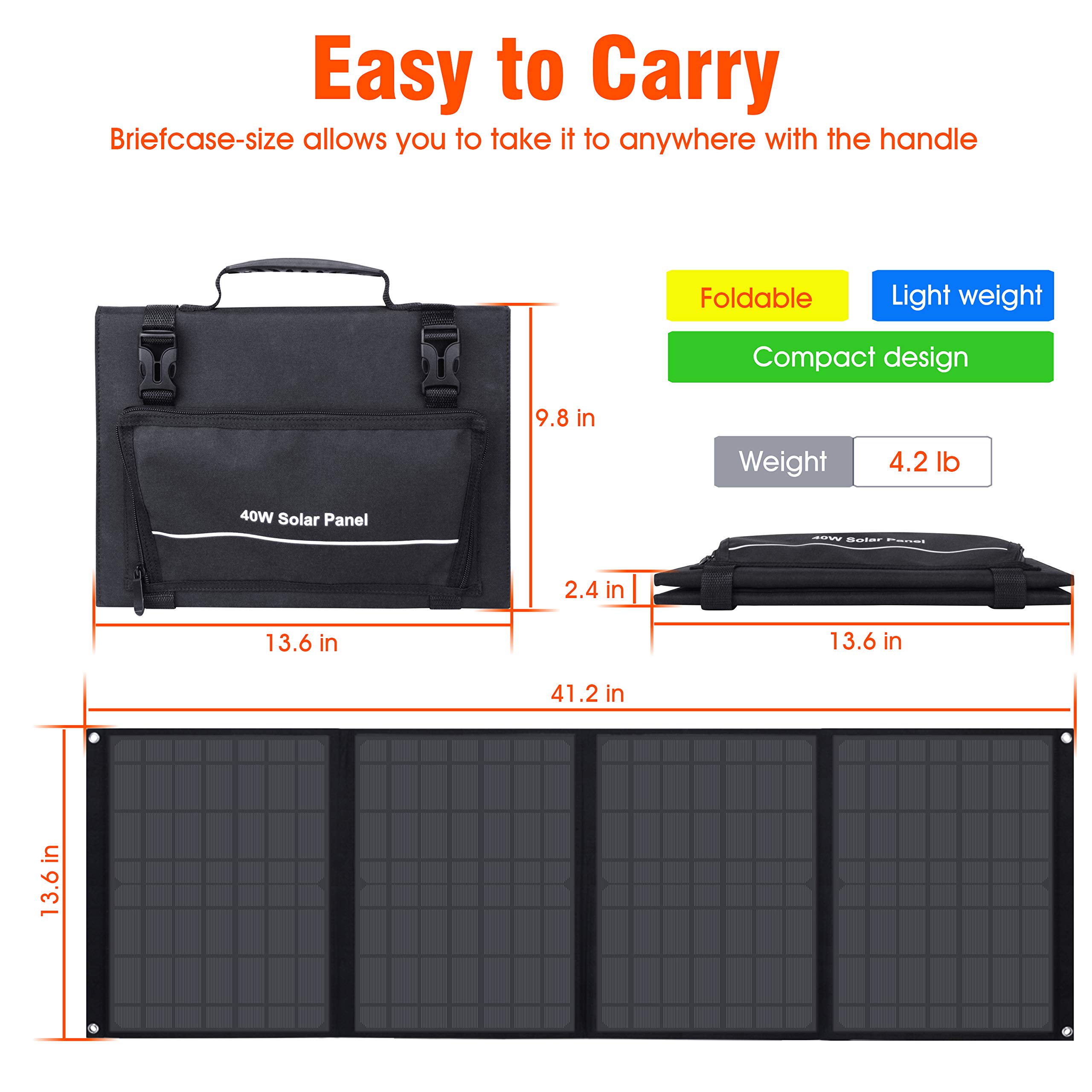 100W Portable Solar Generator, 40W Foldable Solar Charger with USB & 12-15V DC output, A Super Travel Portable Battery Pack/Power Station for Outdoors Camping RV Trip Travel Hunting Emergency Use
