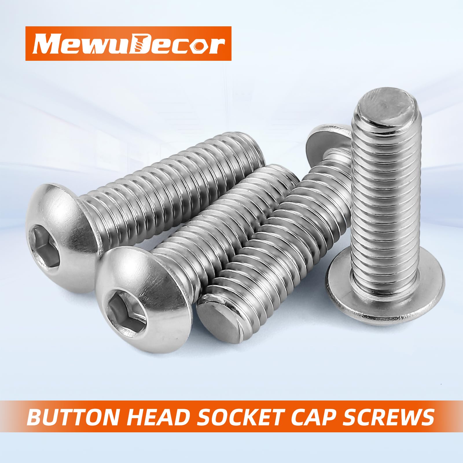 1/4-20 x 3/8" Button Head Socket Cap Bolts Screws, 18-8 Stainless Steel, Bright Finish, Full Thread, Allen Hex Drive, 25 PCS