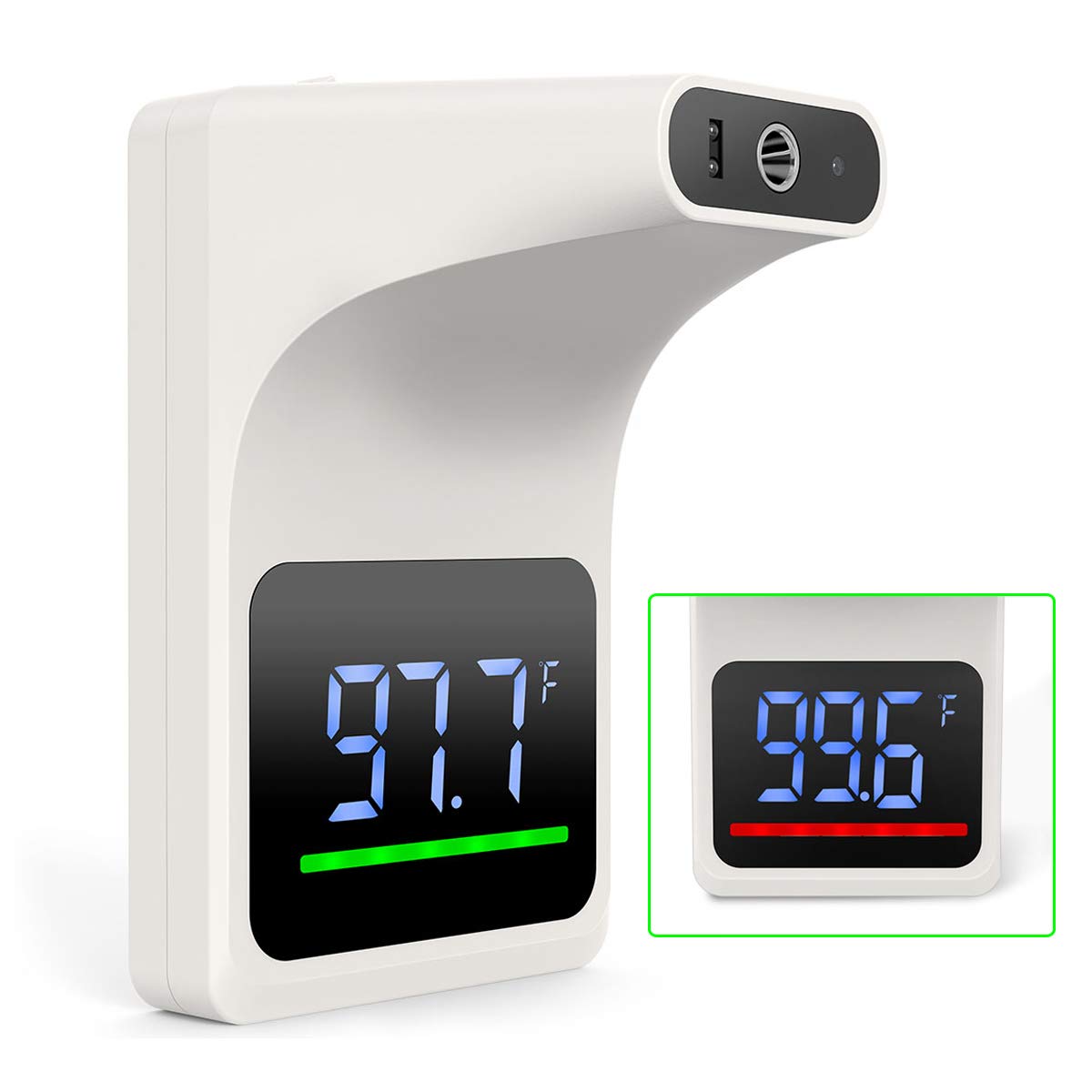 GEKKA Wall Mounted Infrared Forehead Thermometer for Adults, Non Contact Digital Wall Thermometer with LCD Display Fever Alarm Accurate Instant Reading for Offices, Schools, Factories