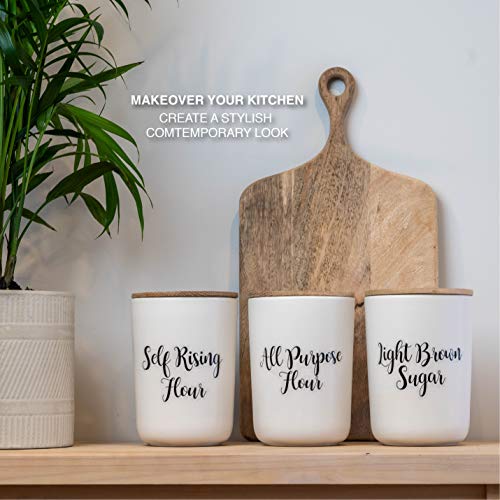 106 Pantry Labels Stickers by 7 Ruby Road for Kitchen Organization and Storage. Clear Water Resistant, Farmhouse Cursive Script for Food Canisters, Containers, Mason Jars for flour, sugar, coffee