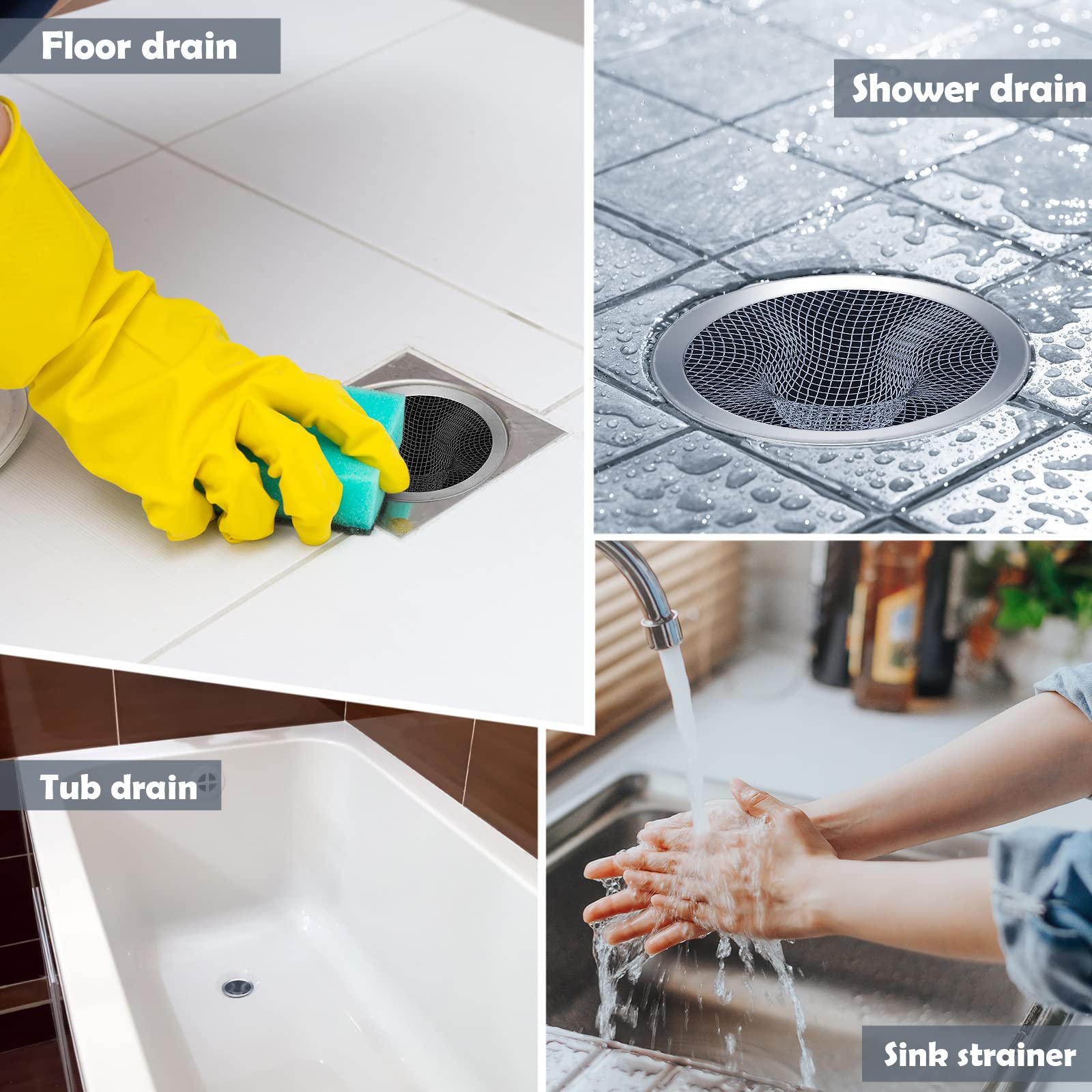 100 Pcs 2.75" Mesh Sink Strainers Stainless Steel Drain Strainer Bathroom Sink Strainers Kitchen Drain Strainer Mesh Shower Drain Hair Catchers for Lavatory Balcony Laundry Mop Pool RV Sink