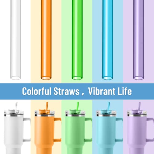 10 Pack Colorful Replacement Straws Compatible with Stanley 40oz Cup Tumbler, 4PCS Silicone Spill Proof Stoppers and Silicone Boot