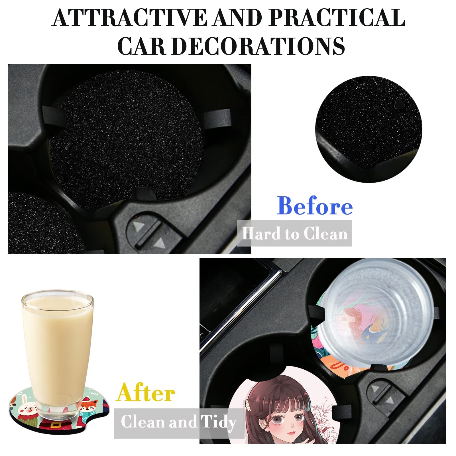 10 PCS Sublimation Blank Car Coasters, 2.75 in Circular Opening Blank Sublimation Coasters for Thermal Sublimation DIY Crafts,Car Coasters AROIC.