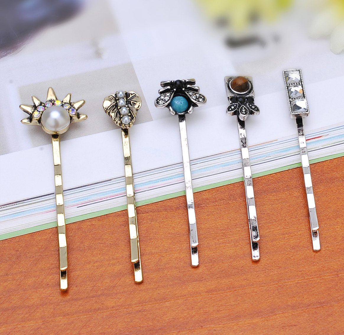 10 Pcs Vintage Alloy Mixed Hair Bobby Pins for girls Hair Clips Barrettes for women NO REPEAT RANDOM PACKING