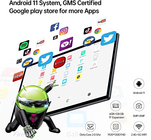 10 Inch Android Tablet pc, 64GB ROM 128GB Expand, Octa-Core Tablets, IPS HD Touch Screen,Google Certificated Wi-Fi Tablets, G+G, 8MP Camera, Long Battery Life,Black-(with Leather case)……………