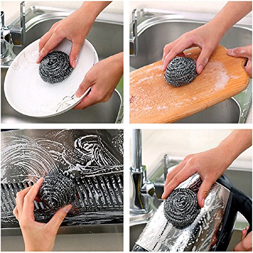 12 Pcs Stainless Steel Wool Scrubber, Steel Wool Soap Pads, Steel Wool Scrubber forKitchens, Bathroom Cleaning Dishes Pans Pots Ovens Grills