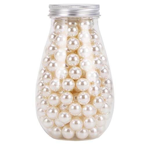 200pcs Art Faux Pearls Undrilled Faux Pearls No Hole Imitation Round Pearls Beads Loose Pearls Decorative Bulk Filler Beads for Jewelry Making, Crafts DIY, Table Scatter, Home Decoration (Ivory 14MM)
