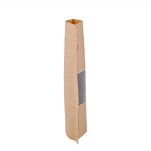 100x Brown Craft Zip Lock Stand Up Pouches w/Window 9x14cm (3.5x5.5") (Outer Size)