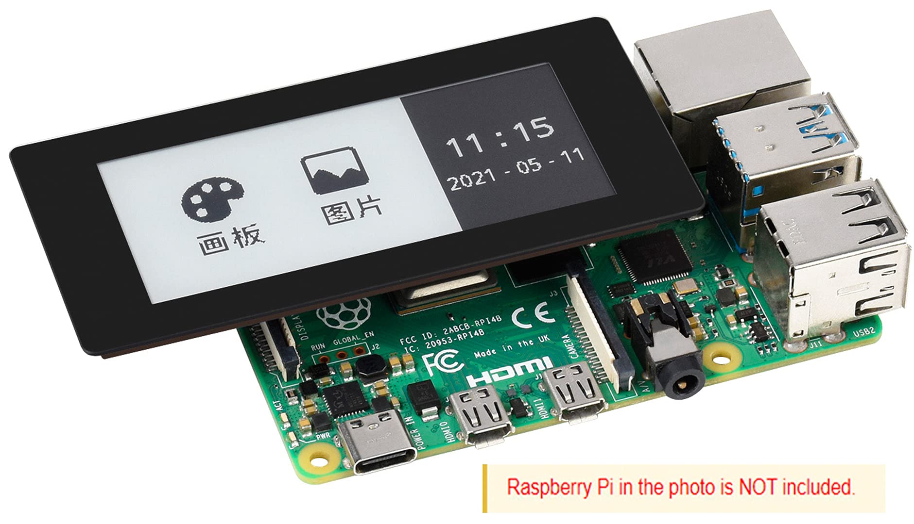 2.9inch Touch E-Paper Display HAT for Raspberry Pi 4B/3B+/3B/2B/Zero/Zero W/WH, 296×128 Pixel 5-Points Black/White 3.3V/5V Capacitive Touch E-Ink Screen, SPI Interface Support Partial Refresh