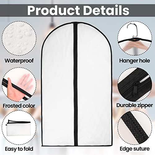 18 Pack Garment Bags for Hanging Clothes Travel Bulk Clear Suit Bag with Zipper Lightweight Garment Covers for Men Women (24 x 40 Inch)