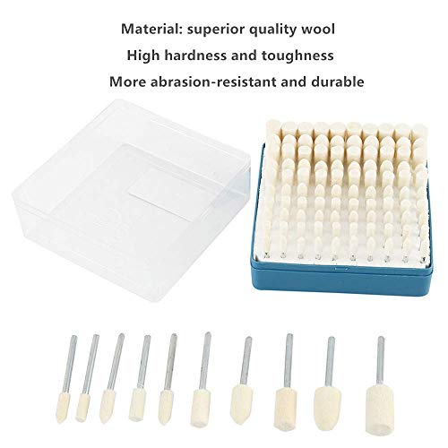 100Pcs Felt Polishing Wheels Wool Polishing Buffing Pads, Mandrel Mounted Grinding Bits,Polishing Grinding Head Wheel Tool Kit For Dremel Rotary Tool - 1/8 Inch Shank