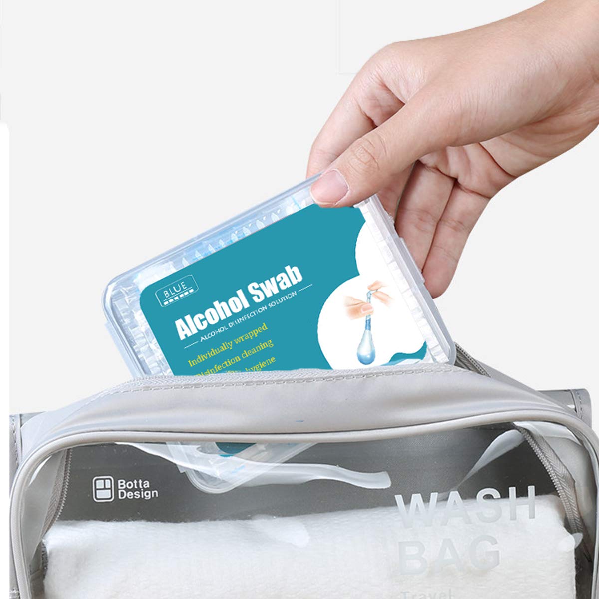 100+50 ps Alcohol Swabs Cotton Q Tips Individually Wrapped Disposable Swabsticks Sanitary First Aid Kit Safety for Women Men
