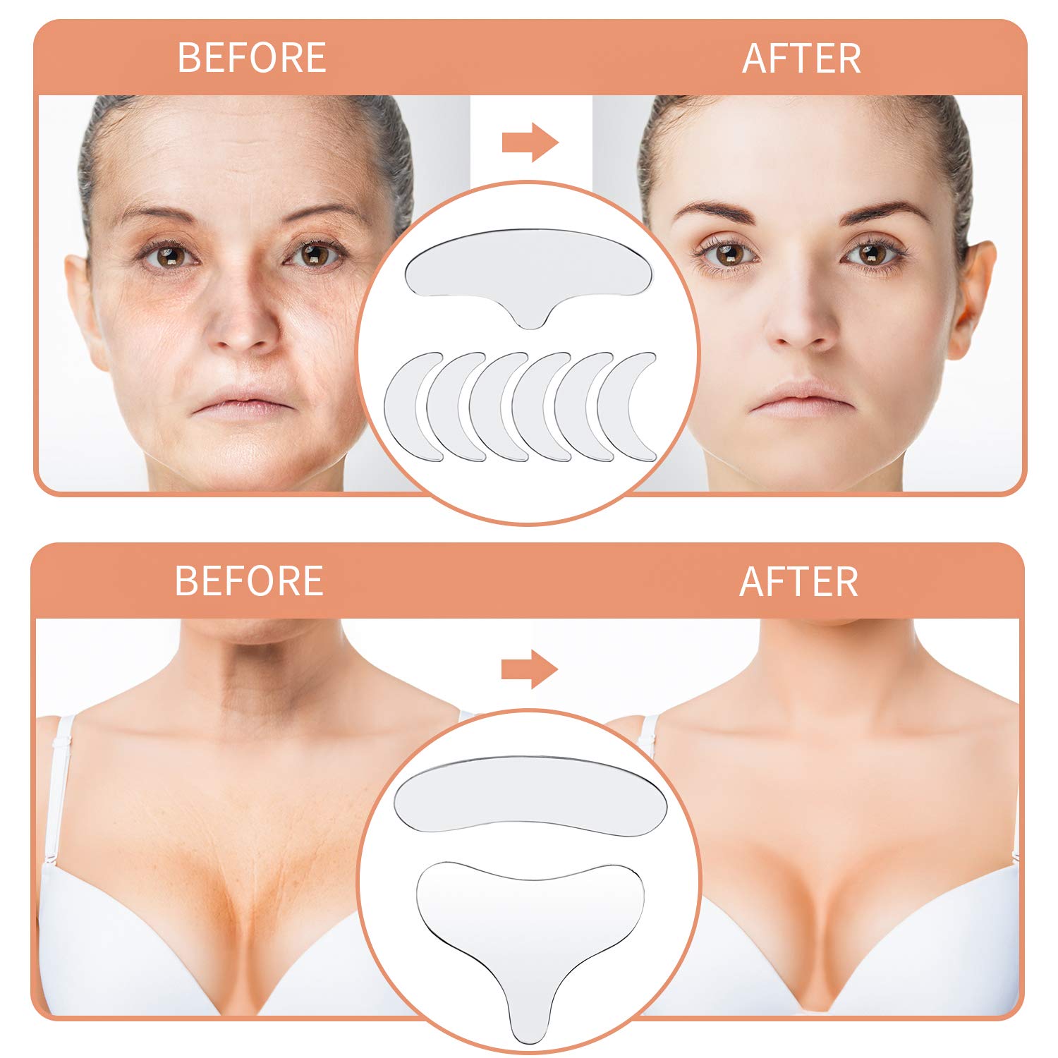12 Pieces Reusable Silicone Chest Pads Patch Silicone Neck Forehead Cleavage Eye Pad Set for Women Girls