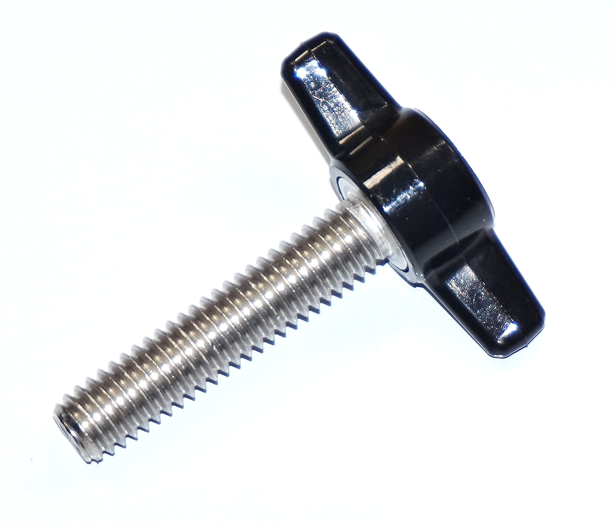 1/4"-20 x 1 Black Thumb Screw Stainless Steel Tee Wing Thumb Screws 1" Stud Coarse Threads Plastic Knob Thumbscrew - (4)