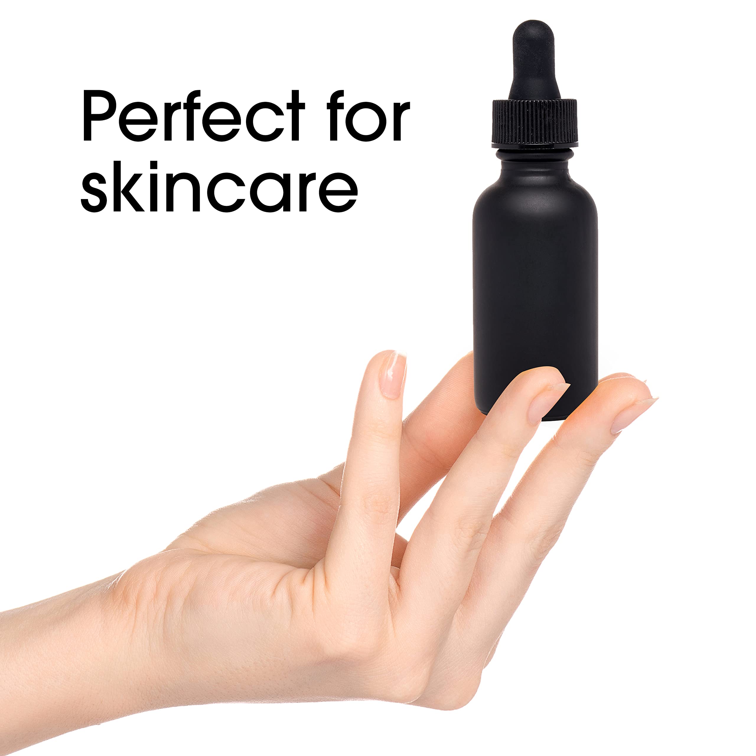 12 Pack Black Coated Boston Round Essential Oils Aromatherapy Glass Bottles Jar With Black dropper cap, 1oz