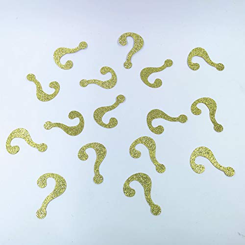 100 Counts Gold Glitter Question Mark Table Confetti / Paper Scatter for Gender Reveal Party Decorating