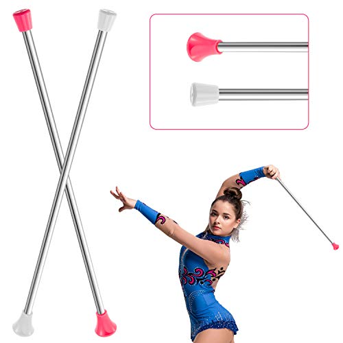 2 Pieces Twirling Batons Unisex Kids' Gymnastics Twirling Baton Dance Baton for Talent Shows, Artistic Dancing, Baton Twirling, Pink, White