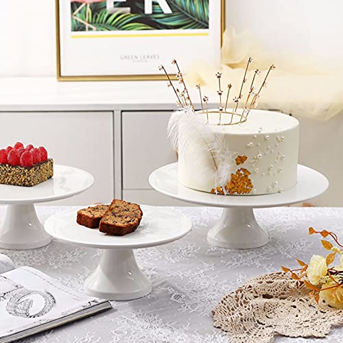 10-Inch Porcelain Cake Stand, Round Dessert Stand, Cake Stand for Dessert Table, White Round Ceramic Dessert Display Stands Cupcake Holder, Cupcake Stand for Wedding, Birthday Party, Baby Shower
