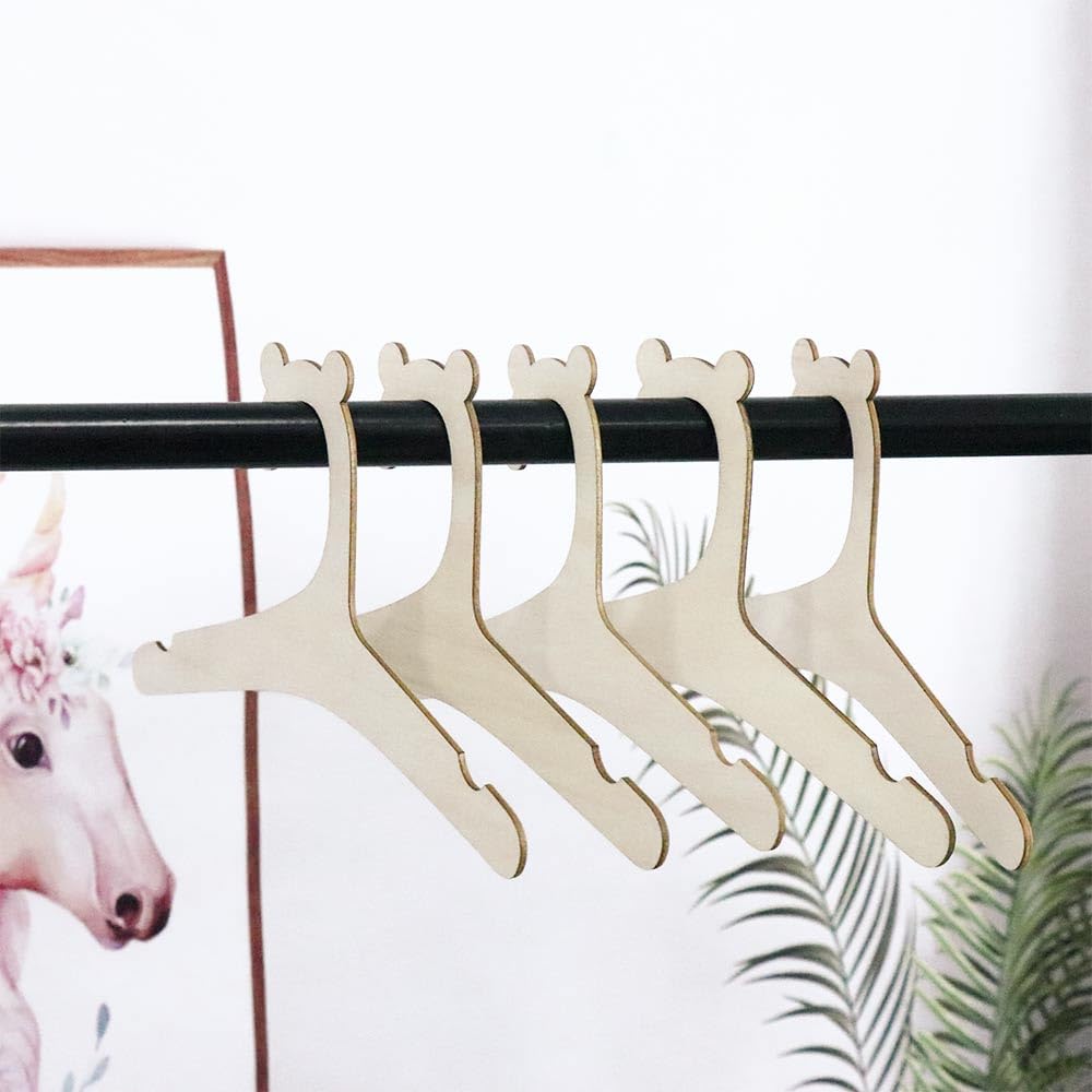 10 Pcs Baby Children Wooden Hangers Children's Clothes Hangers,Cute Little Bear Shape,8.97 * 4.72inch