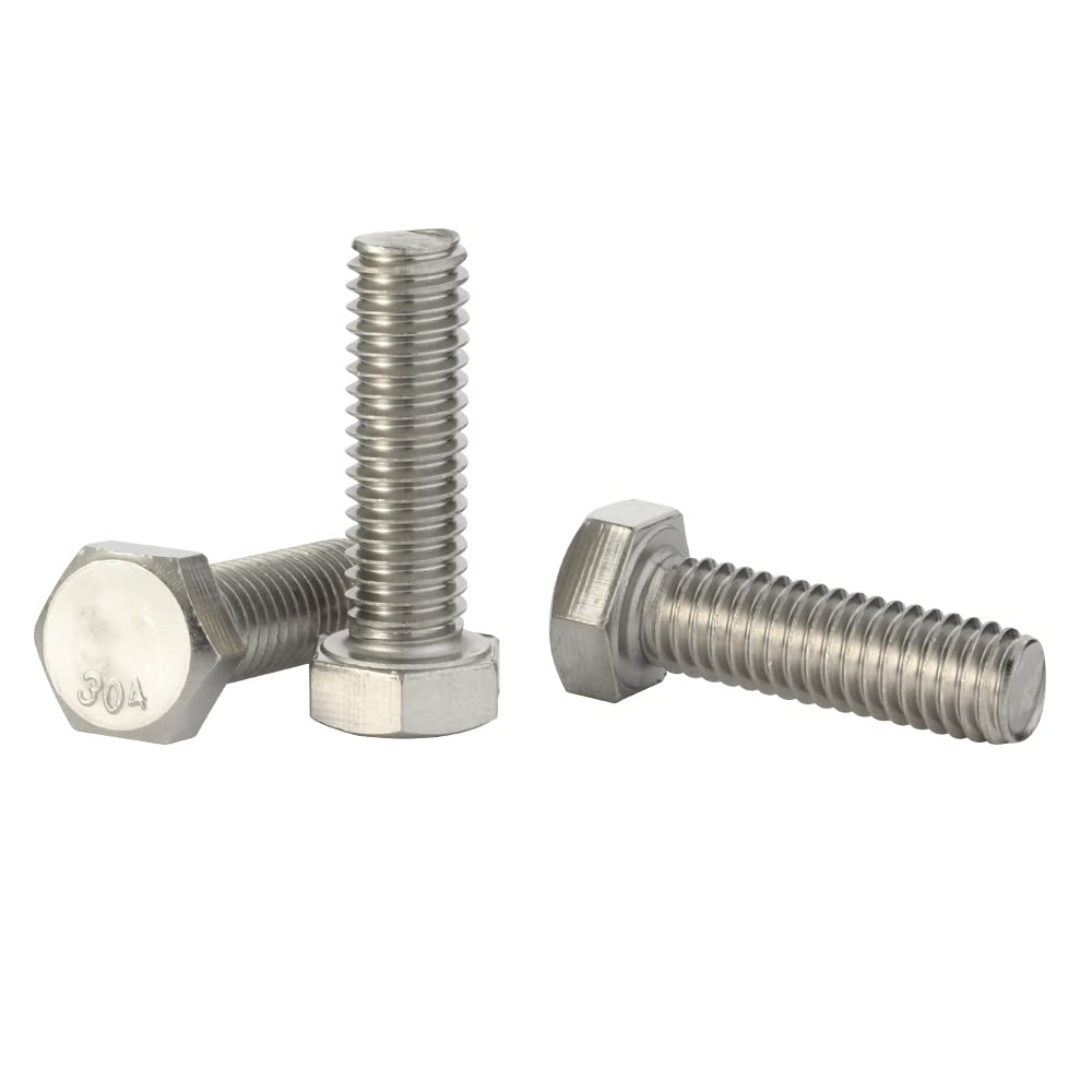 1/4-20 x 3/4" Hex Head Cap Screws Hexagon Bolts, External Hex Drive, Stainless Steel 304, UNC Coarse Thread Fully Threaded, 50 PCS